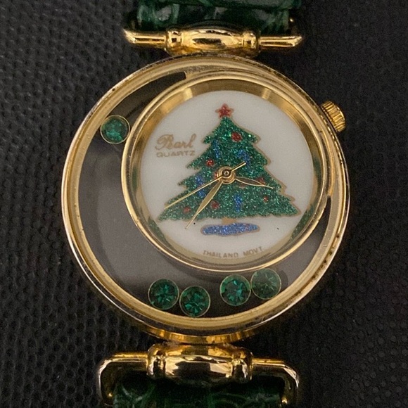 Pearl | Accessories | Vintage Pearl Ladies Christmas Tree Watch With ...
